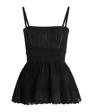 Alaïa Crinoline Ribbed-knit Top - Black