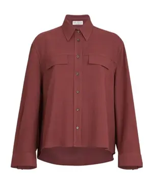 Brunello Cucinelli Virgin-wool Fluid Twill Cropped Shirt