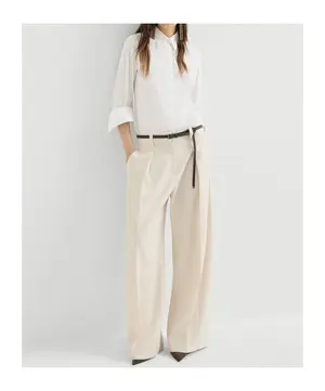 Brunello Cucinelli Wool Pleated Straight-leg Trousers