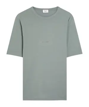 Saint Laurent Logo-embroidered Cotton T-shirt - Gray