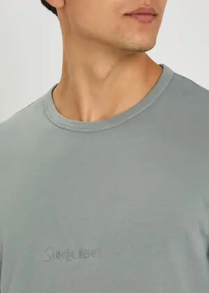 Saint Laurent Logo-embroidered Cotton T-shirt