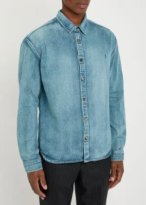Saint Laurent Logo-embroidered Denim Shirt