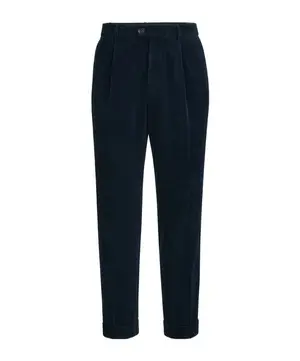 Brunello Cucinelli Garment-dyed Trousers In Cotton Corduroy With Pleat - Navy Blue