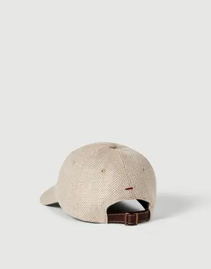 Brunello Cucinelli Alpaca, Wool And Silk Chevron Baseball Cap With Embroidered Logo