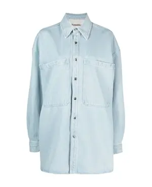 Nanushka Beaux Sun-bleached Denim Shirt - Blue