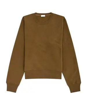 Saint Laurent Logo-embroidered Cotton Sweatshirt - Brown