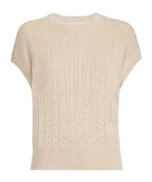 Brunello Cucinelli Sparkling Cotton Cable-knit Sweater - Sand Yellow