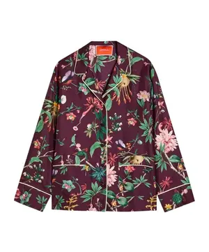 La DoubleJ Zooflora Printed Silk-twill Shirt - Red
