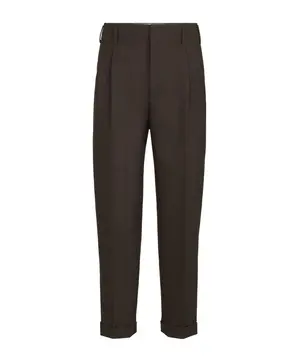 Brunello Cucinelli Virgin-wool Diagonal Trousers With Double Pleats - Rust-brown