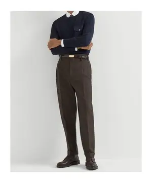 Brunello Cucinelli Virgin-wool Diagonal Trousers With Double Pleats