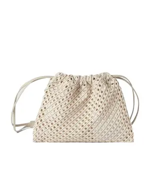 Brunello Cucinelli Small Bucket Bag In Cotton Net - Ivory