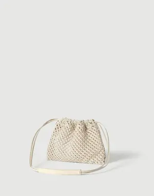 Brunello Cucinelli Small Bucket Bag In Cotton Net - Ivory