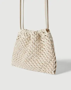 Brunello Cucinelli Small Bucket Bag In Cotton Net - Ivory