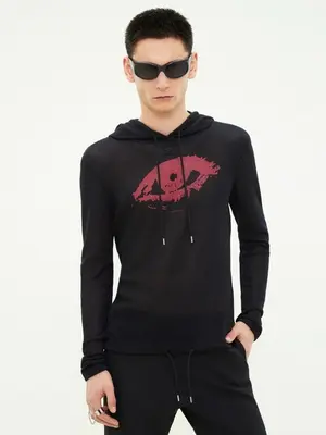 COURREGES Graphic-print Mesh Hoodie