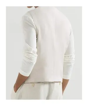 Brunello Cucinelli Linen Micro Chevron Waistcoat