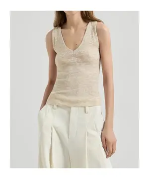 Brunello Cucinelli Silk, Alpaca, And Wool Flower-lace Knit V-neck Top