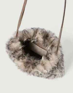 Brunello Cucinelli Pouch Bag In Lynx-effect Shearling With Monili