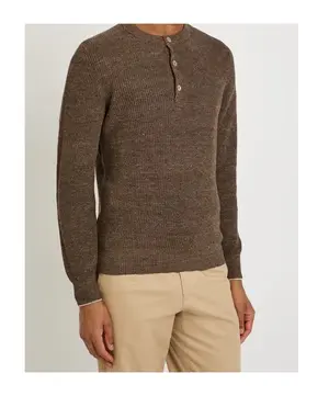 Brunello Cucinelli Ribbed Knit Linen-cotton Blend Knit Sweater
