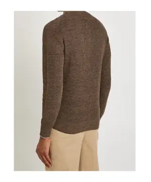 Brunello Cucinelli Ribbed Knit Linen-cotton Blend Knit Sweater
