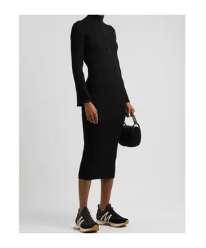 Moncler Logo Ribbed-knit Midi Dress