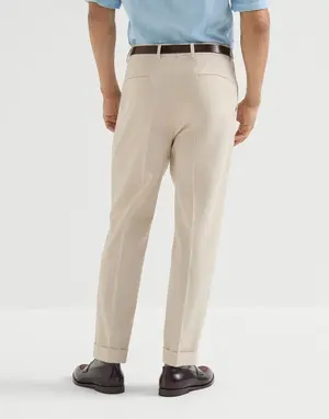 Brunello Cucinelli Cotton And Virgin Wool Gabardine Pleated Trousers - Ivory