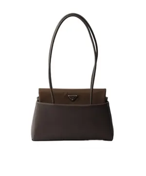 Prada Passage Medium Leather Bag With Re-nylon Flap - Brown