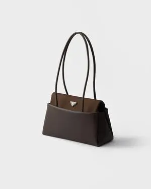 Prada Passage Medium Leather Bag With Re-nylon Flap - Brown