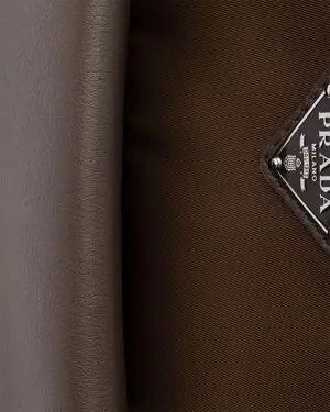 Prada Passage Medium Leather Bag With Re-nylon Flap - Brown