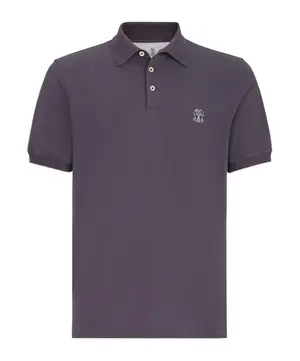 Brunello Cucinelli Cotton-piqué Polo Shirt With Logo - Violet