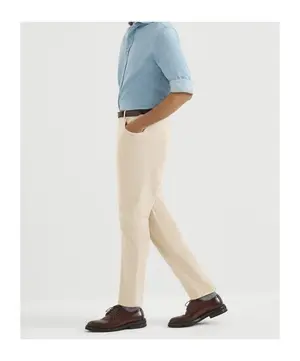 Brunello Cucinelli Garment-dyed Five-pocket Trousers In Cotton Narrow-wale Corduroy - Sand-colored