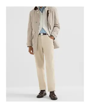 Brunello Cucinelli Garment-dyed Five-pocket Trousers In Cotton Narrow-wale Corduroy - Sand-colored