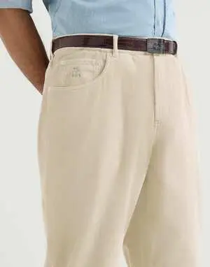 Brunello Cucinelli Garment-dyed Five-pocket Trousers In Cotton Narrow-wale Corduroy - Sand-colored