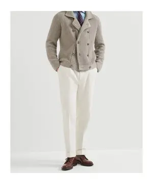 Brunello Cucinelli Sea Island Cotton Narrow Wale Corduroy Trousers With Pleat