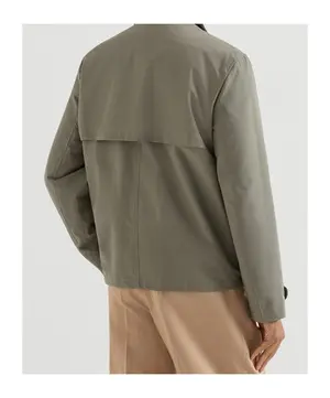 Brunello Cucinelli Water-resistant Techno Cotton Gabardine Jacket With Leather Inserts