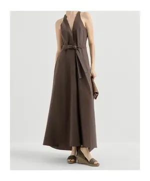 Brunello Cucinelli Techno Cotton Poplin Belted Dress