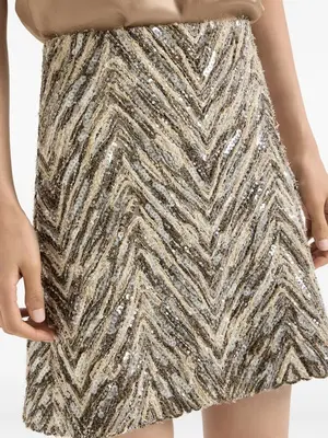 Brunello Cucinelli Chevron Embellished Mini Skirt