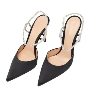 GIANVITO ROSSI Satin Slingback Pumps With Crystal Embellishment