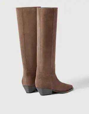 Brunello Cucinelli Suede Boots With Precious Heel