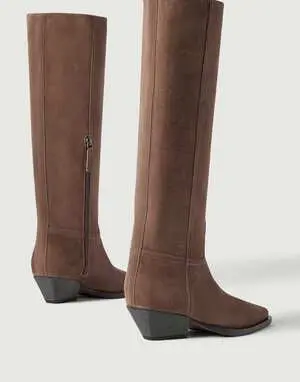Brunello Cucinelli Suede Boots With Precious Heel