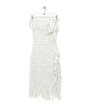 Loewe Silk Dress With Floral Stripes And Fringing
