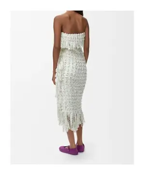 Loewe Silk Dress With Floral Stripes And Fringing