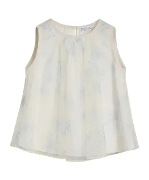 Brunello Cucinelli Sparkling Daisy Print Tulle Top