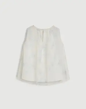 Brunello Cucinelli Sparkling Daisy Print Tulle Top