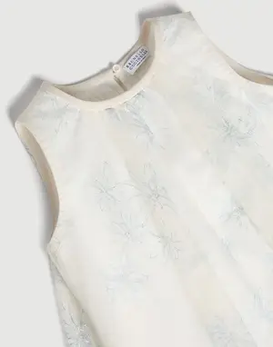 Brunello Cucinelli Sparkling Daisy Print Tulle Top