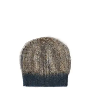 Brunello Cucinelli Mohair And Would Prince Of Wales Double-knit Beanie Hat - Dark Gray