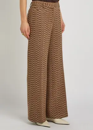 Missoni Chevron Wide-leg Wool-blend Trousers - Brown