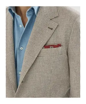 Brunello Cucinelli Wool, Alpaca And Silk Houndstooth Deconstructed Cavallo Blazer
