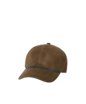 Brunello Cucinelli Suede Baseball Cap With Shiny Band - Brown