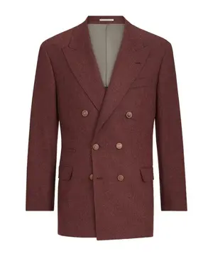 Brunello Cucinelli Virgin Wool And Cashmere Flannel Cavallo Tailor Blazer - Burned