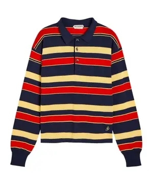 J.W.ANDERSON Striped Knit Polo Shirt - Black